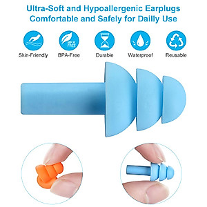 3+2 Pairs Reusable Super Soft Silicone Earplugs, Comfortable Ear Plugs That can Quickly Eliminate Noise, Suitable for Swimming, Sleeping, Snoring, Working, Studying, Loud Noise