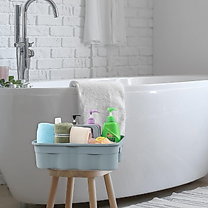 Yarebest 4-Pack Plastic Cleaning Tool Storage Caddy, 2 Compartment Caddy with Handle, Grey