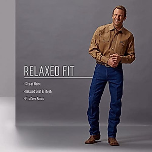Wrangler Men's Cowboy Cut Relaxed Fit Jean, Rigid Indigo, 40W x 30L