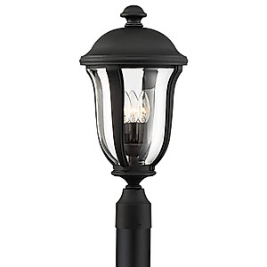Park Sienna Traditional Post Light Fixture Black 20" Clear Glass Outdoor Decoration for Exterior House Porch Patio Outside Deck Garage Yard Garden Driveway Home Lawn Walkway - John Timberland