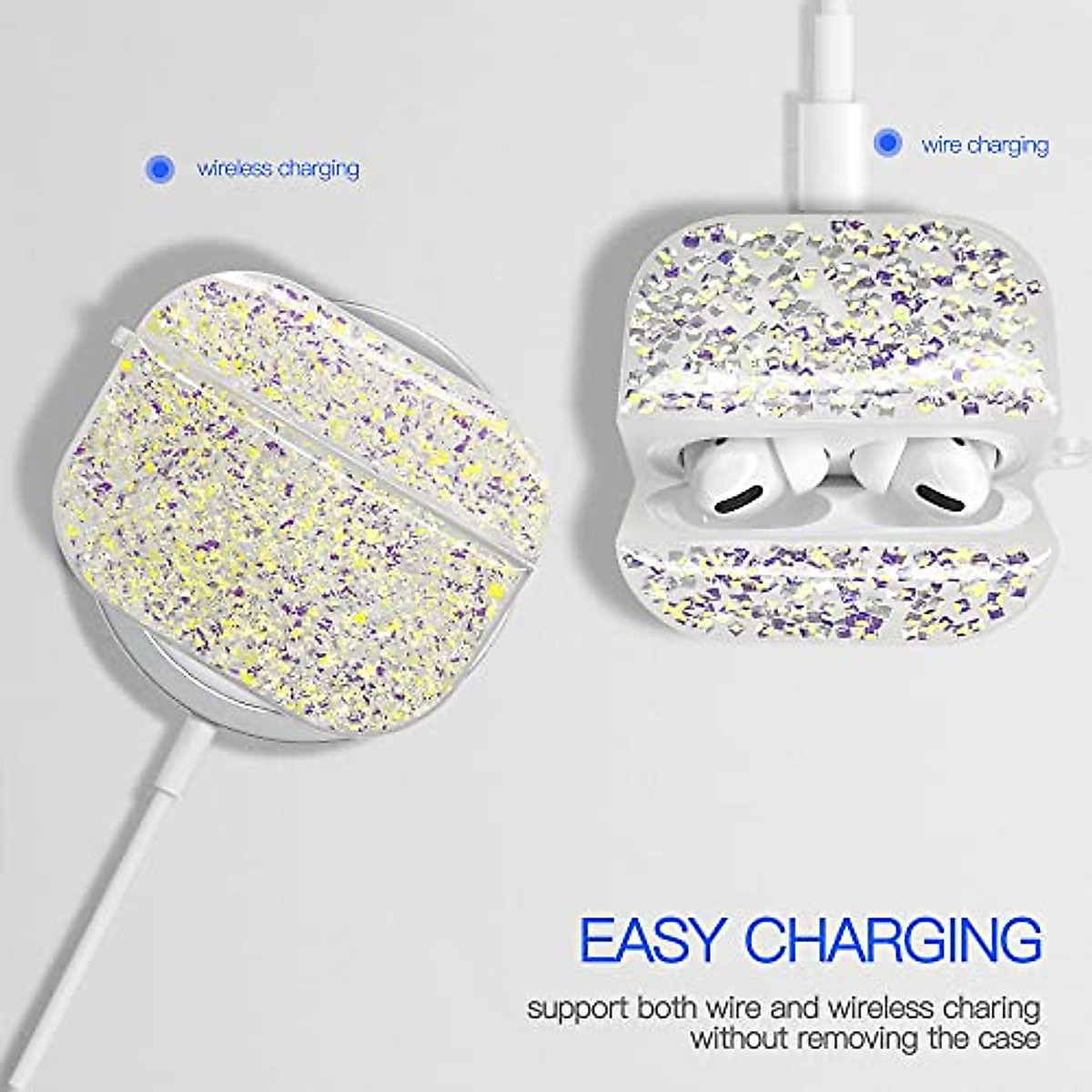 Tucana Cute Shining Airpods Pro Case for Women and Girls, Bling Glitter Hard Case Compatible with Apple Airpods Pro Charging Case （Gold）