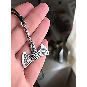 TEAMER Viking Axe Helm of Awe Wrap Bracelet Valknut Amulet Norse Viking Bracelet (Style 1)