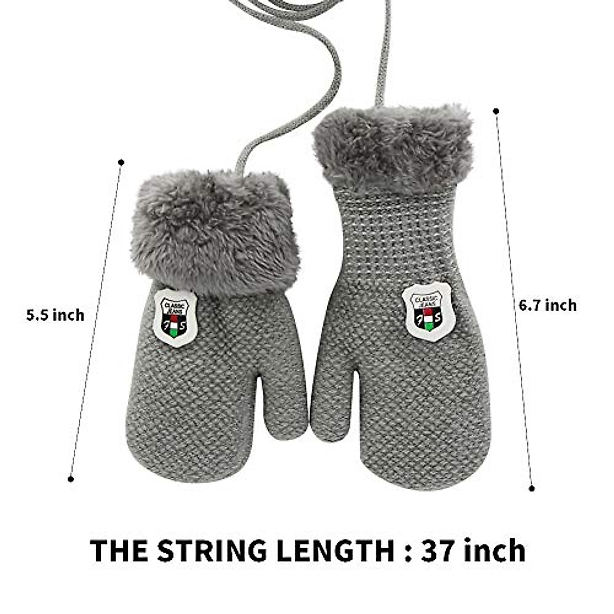 ORVINNER 3 Pairs Toddler Gloves Baby Boys Girls Winter Warm Sherpa Lined Knit Gloves Kids Mittens Black/Grey/Navy Pack