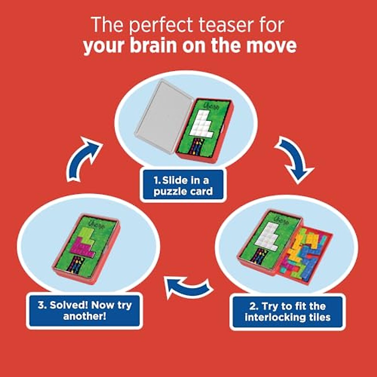 Ubongo The Brain Game to Go | Thames & Kosmos | Fast-Paced, Addictive, and Easy-to-Learn | Convenient Self Contained Carrying Case | Solo Geometric Puzzle Game | for Ages 8 and Up