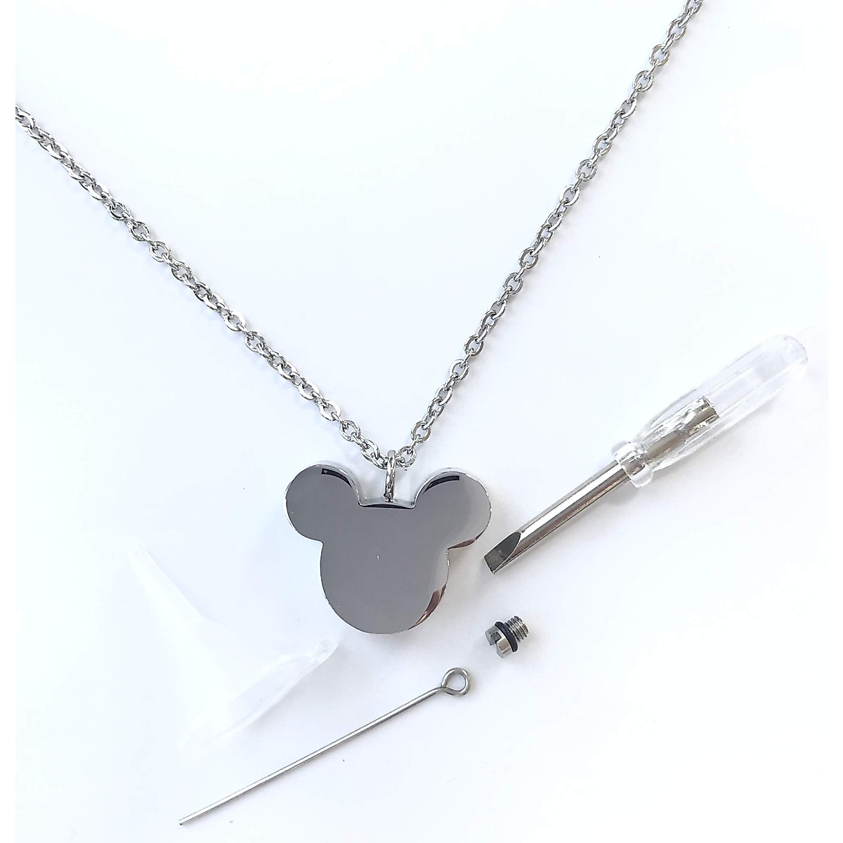 FIKA Mickey Pendant Necklace Cremation Ashes Remembrance Urn Pendant Necklace Jewelry Filling Kit Included (Mickey)