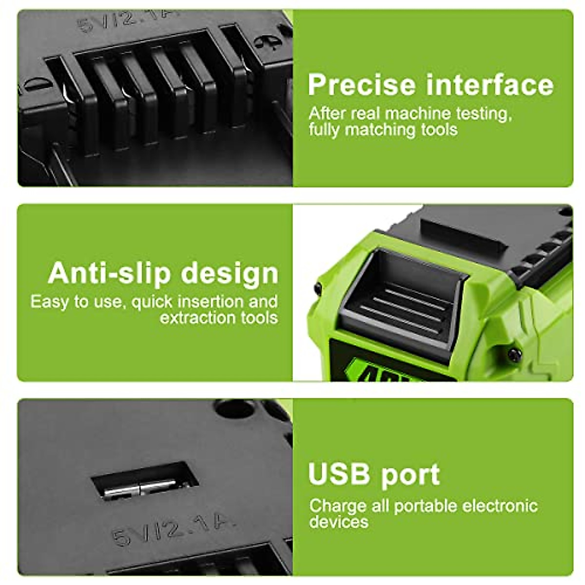 ANTRobut 6.0Ah Replacement Greenworks 40V Battery 29472 29462 for Greenworks 40V G-MAX 29252 20202 22262 25312 25322 20642 22272 27062 2901319 Smart USB 40V Lithium-Ion Battery