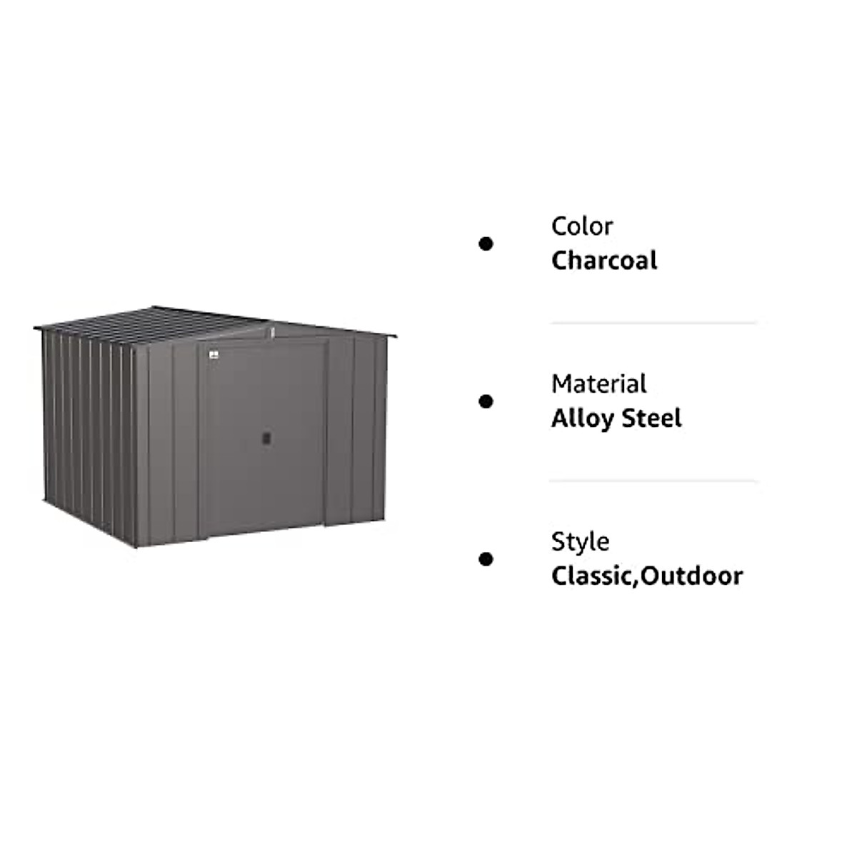 Arrow Classic Steel Storage Shed, 8x8, Charcoal