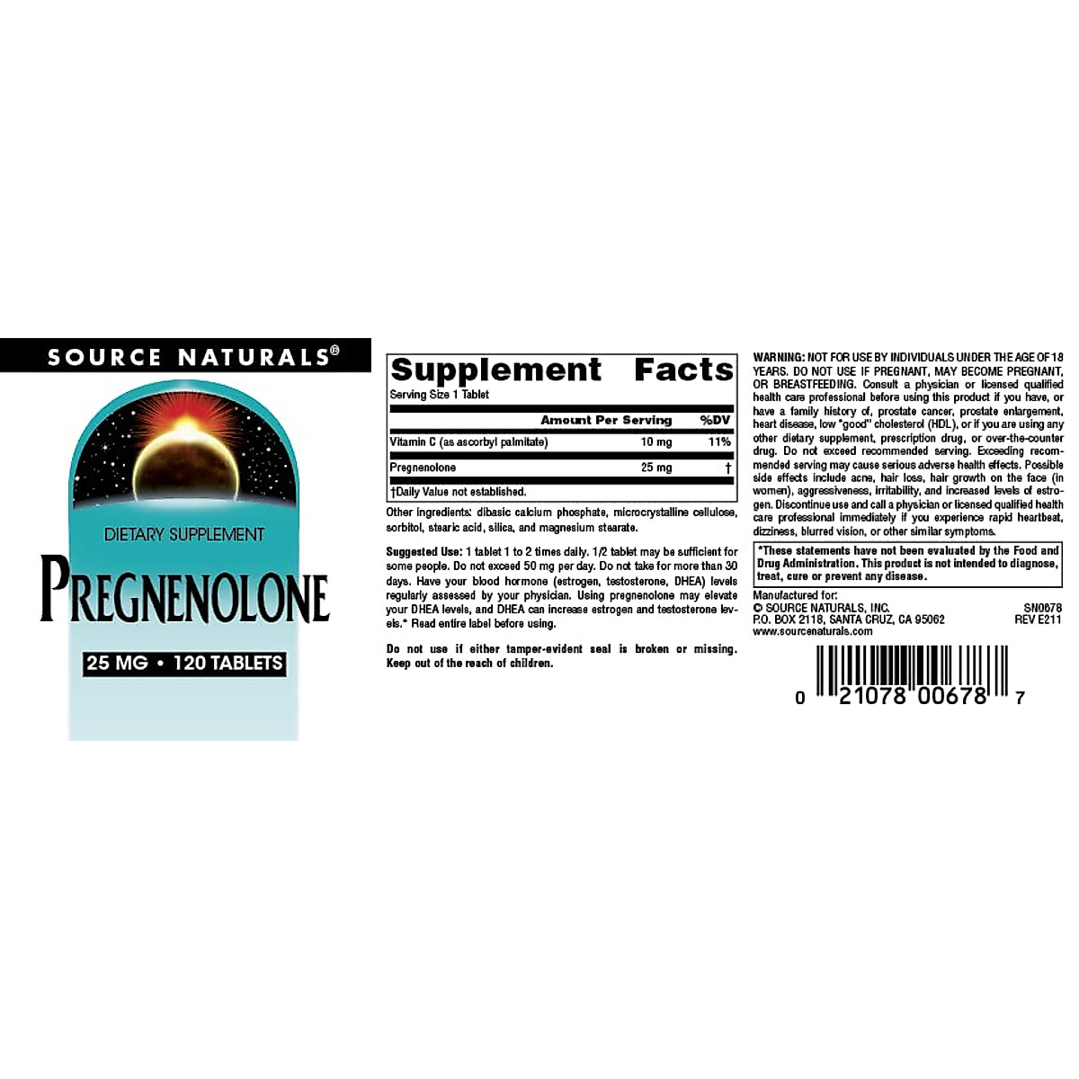 Source Naturals Pregnenolone 25mg - 120 Tablets