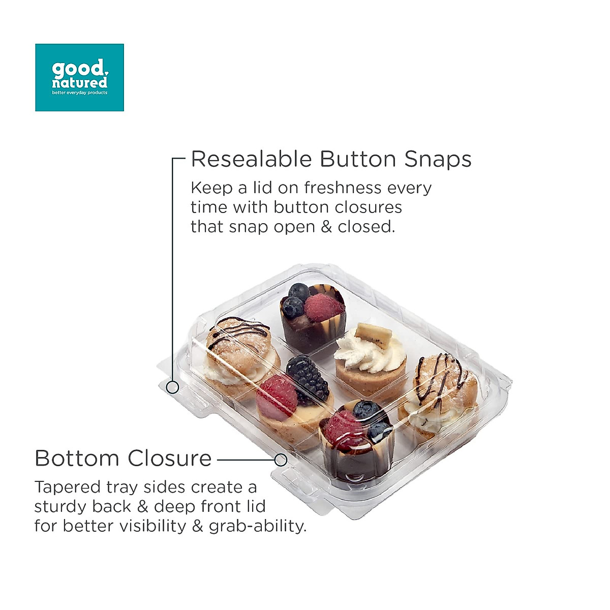 good natured Macaron Alternative Plastic Container Pack of 250, 6 Compartment Food Storage for Macaron Display, Candy & Cookie Packaging - Ideal for Parties & Events