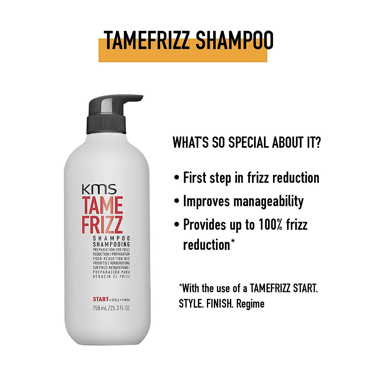 KMS Tamefrizz Shampoo, 25.3 Ounce