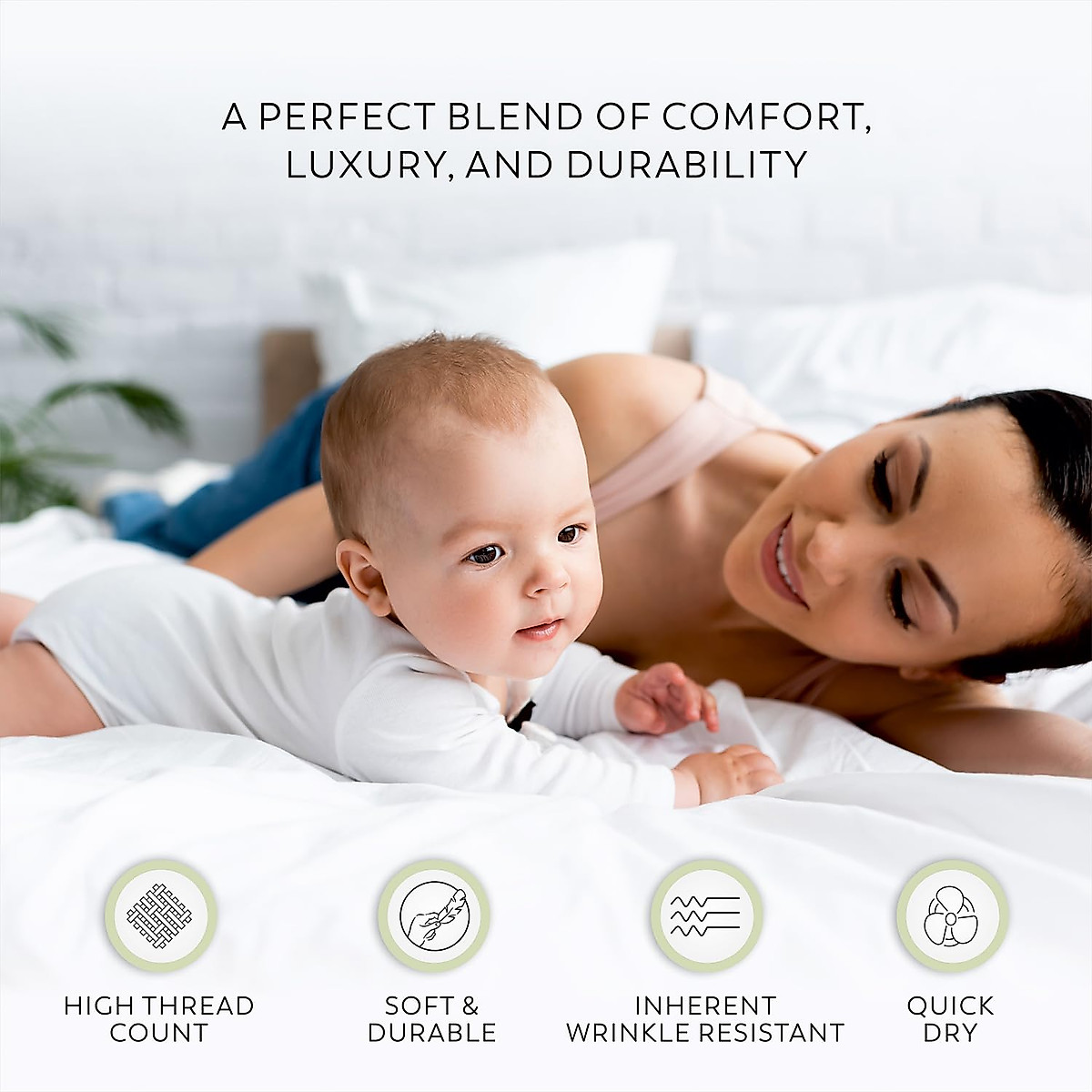 600 Thread Count Cotton Rich Queen Size Sheets Set Light Blue, Easy Care Ultra Soft & Silky Sateen Weave Deep Pocket Sheet Set (1 Flat, 1 Fitted Sheet & 2 Pillowcases), Fall Bedding Set