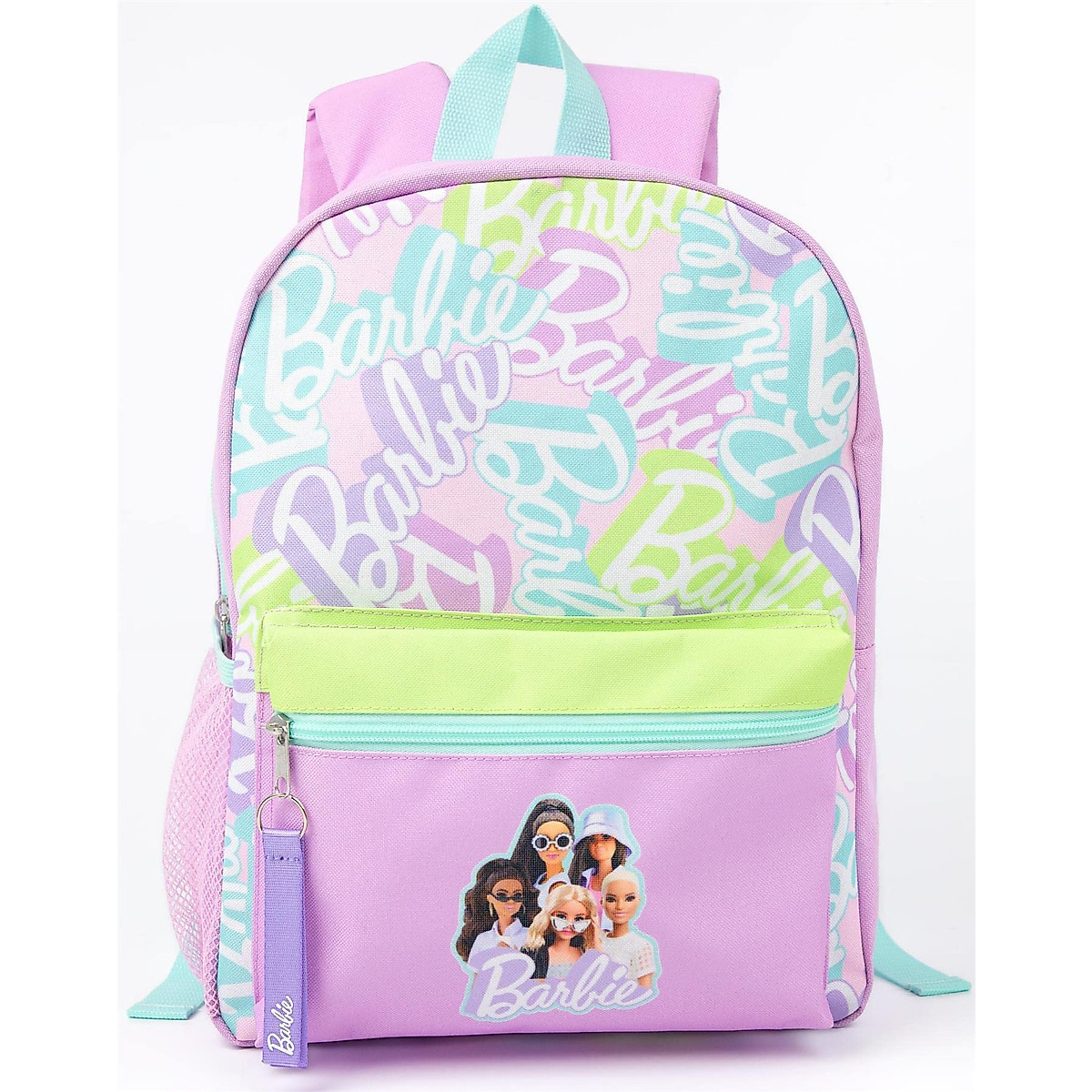Barbie Girls 4 Piece Backpack Set | Kids Multicolor Rucksack Bundle with School Bag, Pencil Case, Lunch Bag & Water Bottle