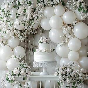 PartyWoo Pearl White Balloons 142 pcs White Balloons Pearl Balloons Different Sizes Pack of 18 12 10 5 Inch White Pearl Balloon Arch Kit Balloon Garland for Wedding Bridal Party Decorations White-Z30