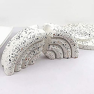 WYOERN Fan-Shaped Terrazzo Bookends Handmade Book Ends Supports for Shelves Heavy Duty Books End Office Book Stopper