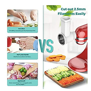 Slicer Shredder Attachment for KitchenAid Stand Mixers, Vegetable Slicer Attachment and Cheese Grater