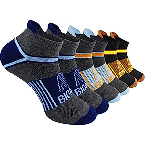BIOAUM Cushioned Men's Ankle Socks, 6 Pairs Cotton Athletic Sport Breathable Low Cut Socks for Running Size 8-9.5/10-13/12-14