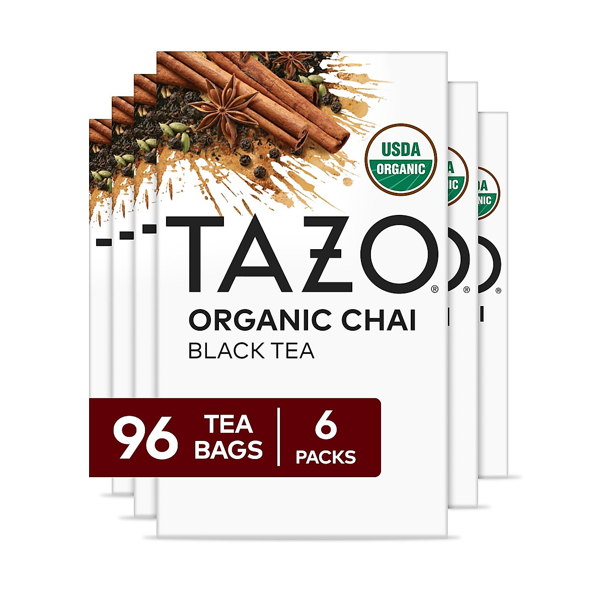 TAZO Tea Bags, Black Tea, Regenerative Organic Chai Tea, 16 Count (Pack of 6)