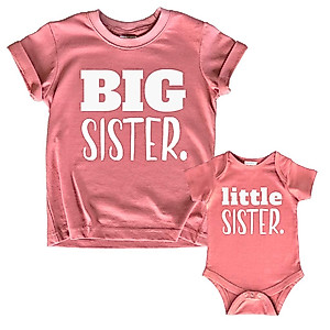 Unordinary Toddler Big Sister Little Sister Matching Outfits Shirt Gifts Girls Newborn Baby Set (Mauve, Kid (3Y) / Baby (1-3M))