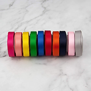 VATIN Solid Color Double Sided Polyester Satin Ribbon 10 Colors 3/8" X 5 Yard Each Total 50 Yds Per Package Ribbon Set, Perfect for Gift Wrapping, Hair Bow, Trimming, Sewing and Other Craft Projects