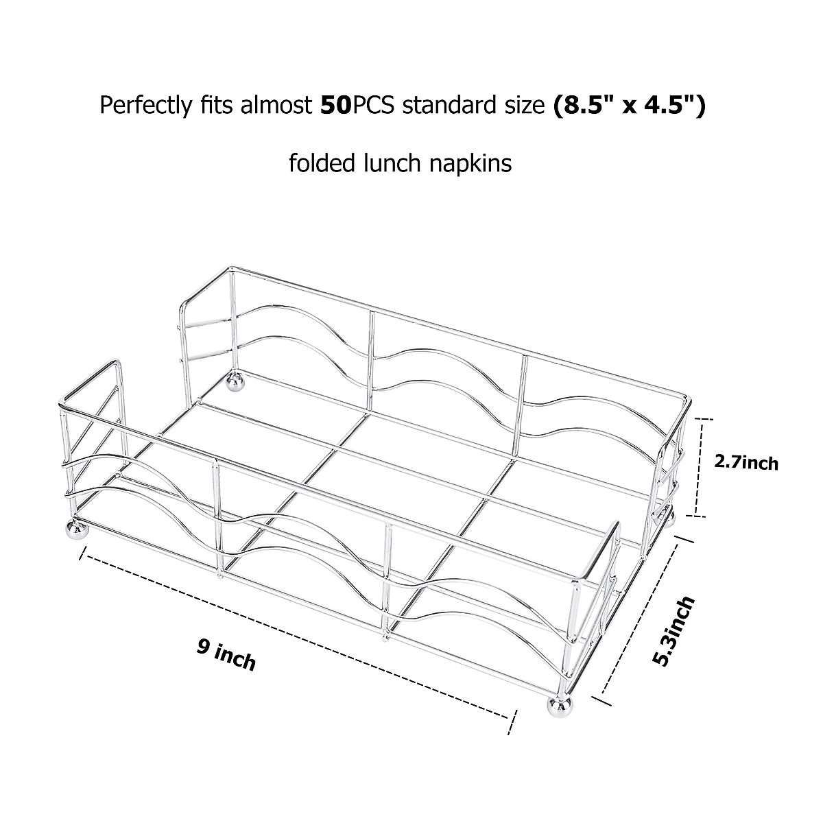 Ebristar Bathroom Napkin Holder, Modern Stainless Steel Flat Guest Towel Napkin Holder, Rectangle Metal Disposable Napkin Holder for Bathroom, Dinner & Kitchen Table - Silver