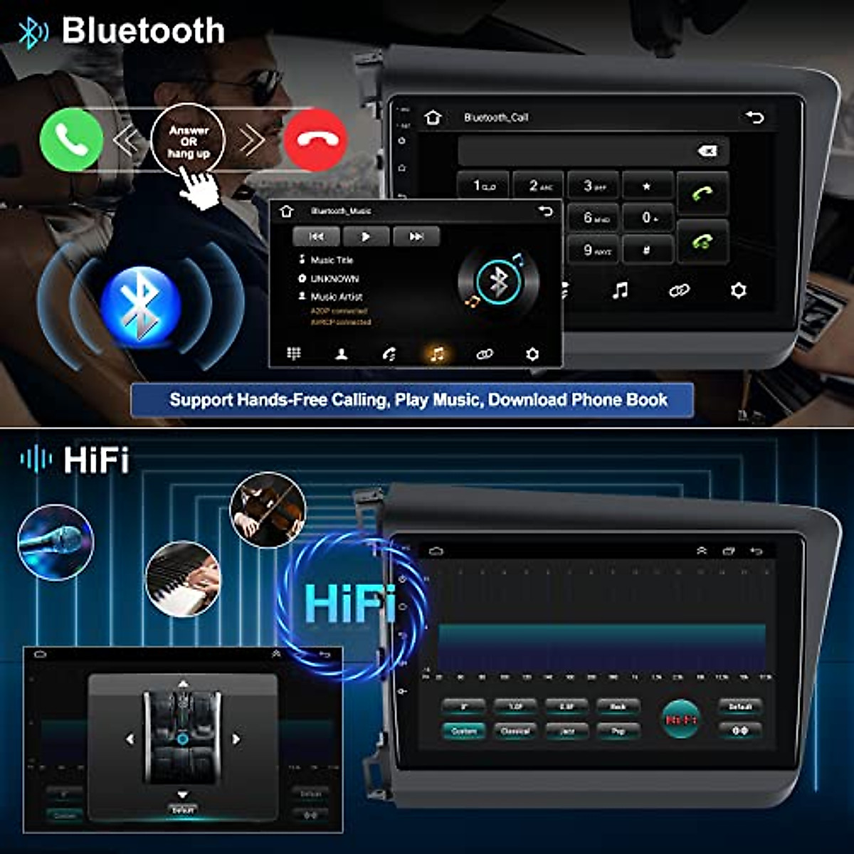 Android 2G+32G Car Stereo for Honda Civic 2012 2013 2014 2015 with GPS Navigation 9 inch HD Touchscreen Car Radio with Bluetooth FM in Dadh Head Unit with WiFi Mirror Link EQ Subwoofer Backup Camera …