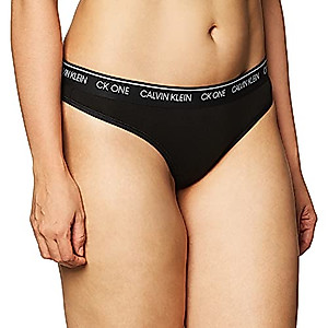 Calvin Klein Women's CK One Cotton Thong Panty, Black, Medium