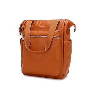 Kah&Kee Feaux Leather Convertible Backpack Tote Bag Casual Travel Daypack 2way for Women Man (Black)