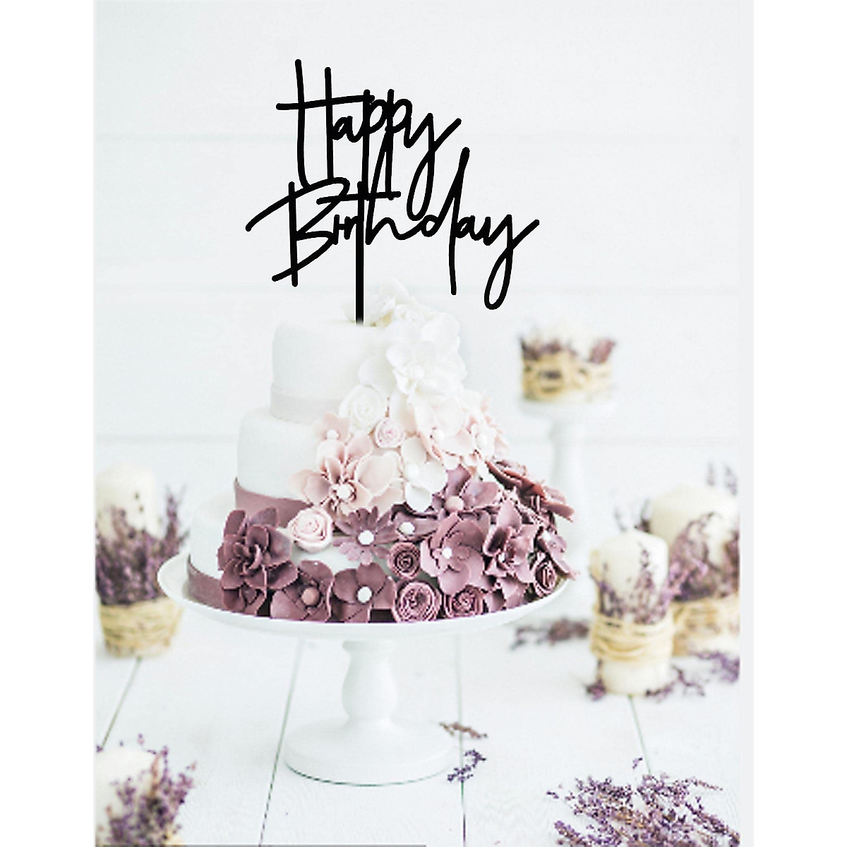 DIY Happy birthday Cake Topper Black Acrylic