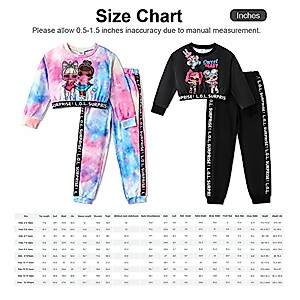L.O.L. Surprise! Girls Clothes Crop Top and Pant Long Sleeve Doll Print Tie dye Sweatshirt Leggings Girls Outfits Sets 2Pcs Black 6-7 Years