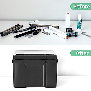 IDekooror Photo Storage Box 5" x 7",7 Inner Photo Case Photo Keeper Acid-Free Photo Boxes Storage, Seed Organizer Craft Storage Box for Cards Pictures Stamps Office Supplies (Black)