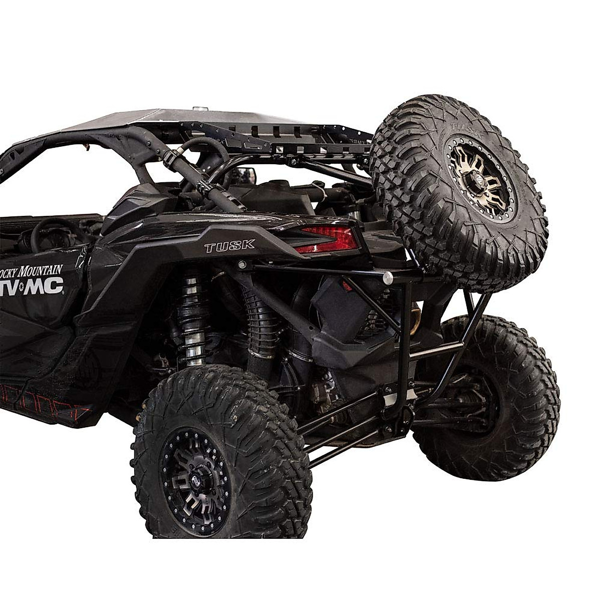 Tusk UTV Rear Bumper, Cargo Rack, and Spare Tire Carrier Compatible with Can-Am Maverick X3 Turbo 64 Inch 2018-2020