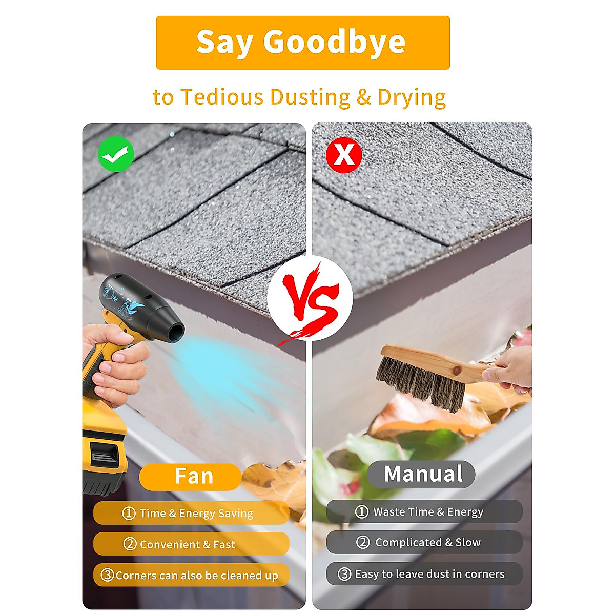 Mini Jet Dry Blower for Dewalt 20V Battery with Brushless Motor Handheld Jet Fan with 4 Gears Adjustable for Garages Sawmill Home Workshop Car Cleaning (No Battery)