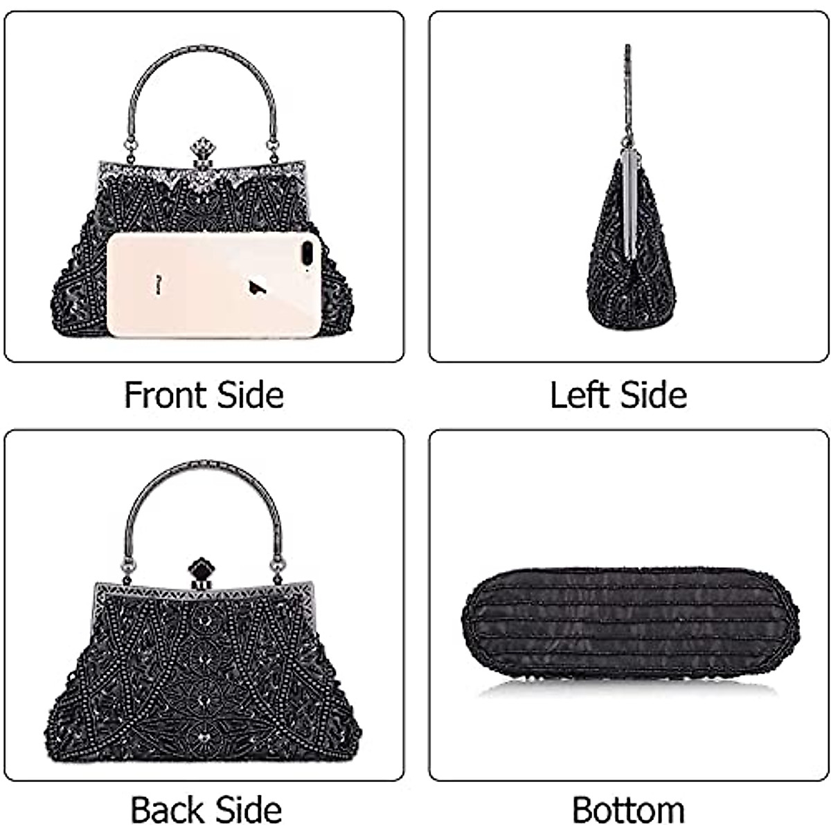 LIFEWISH 1920s Evening bags Unique Sequin Beaded Clutch Purses for Cocktail Wedding Party Prom