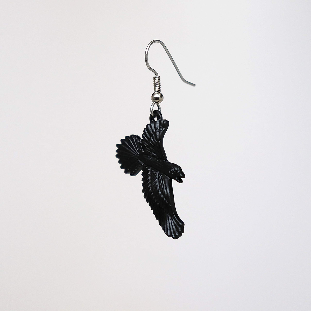 Gothic Black Raven Black Crow Dangle Earrings