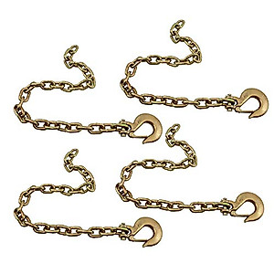 Mytee Products (4 Pack) 3/8" x 36" Trailer Safety Chains with Clevis Grab Hooks & Safety Clip | Grade 70 Binder Towing Trailer Chain