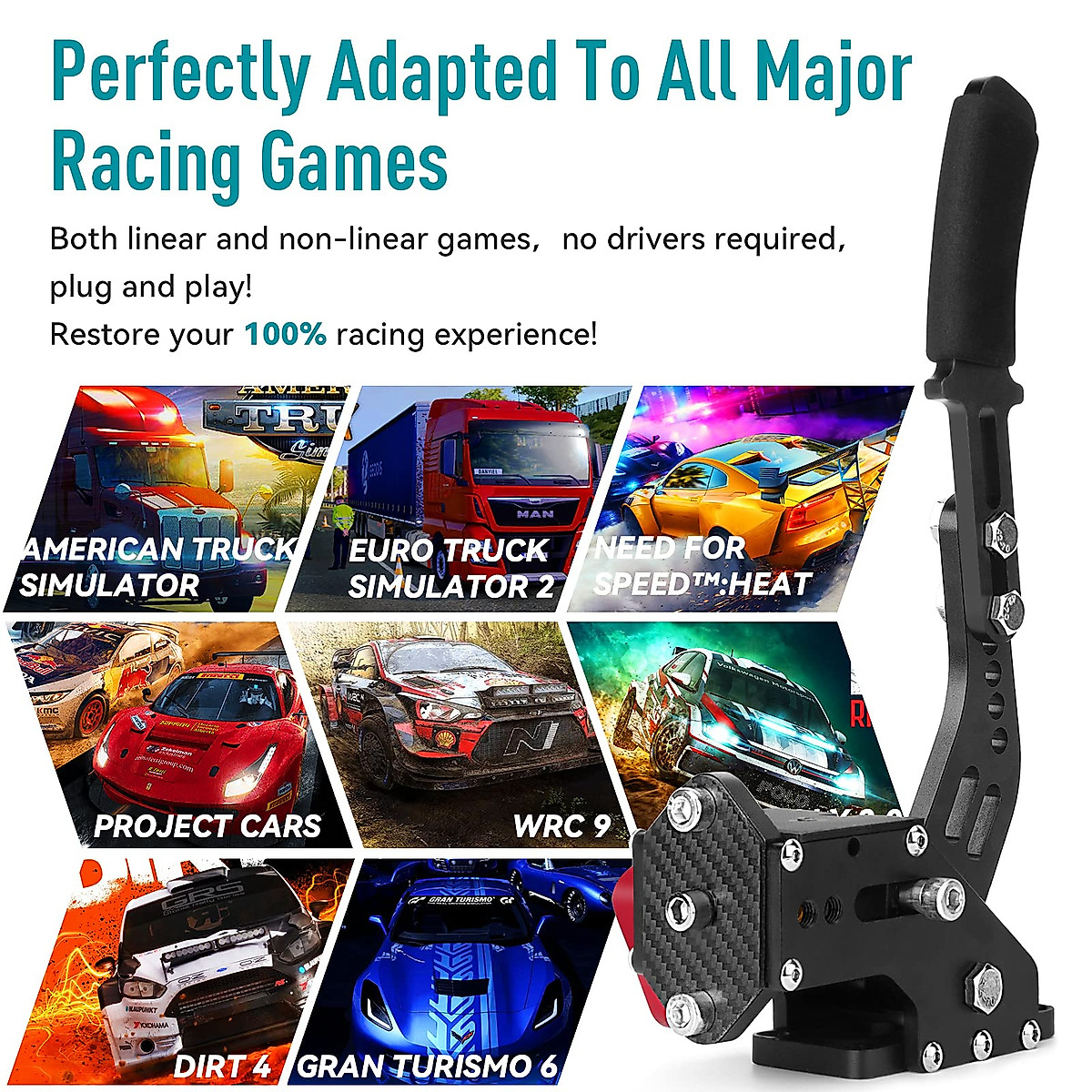 aikeec 64 Bit USB Handbrake with Clamp for PC Windows Sim Racing Games G25 G27 G29 T500 FANATECOSW Dirt Rally with Handle Grip