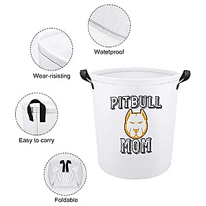 Pitbull Mama Large Laundry Basket Hamper Bag Washing with Handles for College Dorm Portable