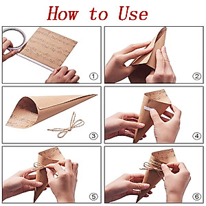 Wedding Confetti Cones, Hsxxf 50PCS Wedding Confetti Holder Stand Box Tray Laser Cut Hollow Confetti Cones Candy Gift Boxes with Hemp Ropes for Wedding Party Decoration