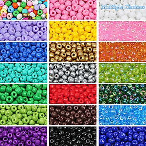 MIKIMIQI 2200pcs Glass Seed Beads Bulk, 4mm 6/0 Pony Beads Bulk for Jewelry Making Mini Spacer Beads Loose Beads Craft Small Glass Seed Beads for DIY Bracelet Wrist (White)