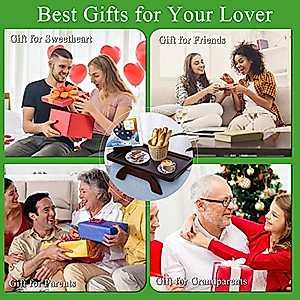 SINWANT Sofa Arm Tray Table Clip on Side Table, Couch Tray with 360° Rotating Phone Holder,Couch Arm Table Sofa Armrest Tray for Home,Living Room, Eating,Drinks,Snacks,Remote/Control