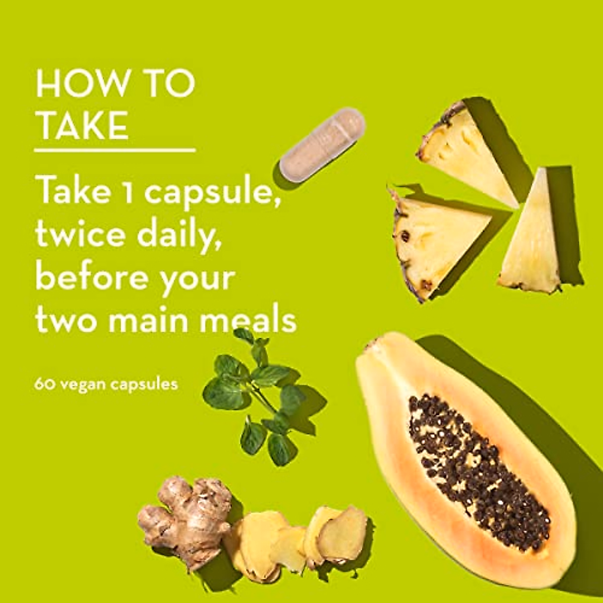 HUM Flatter Me Gut Health Supplement for Daily Bloating Relief - 18 Full Spectrum Digestive Enzymes to Support Food Breakdown + Ginger, Fennel Seed & Peppermint for Nutrient Absorption (60 Capsules)