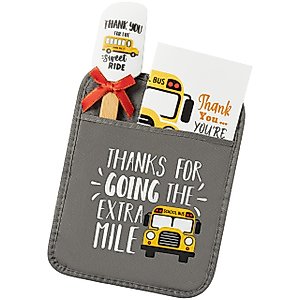 R HORSE 3Pcs School Bus Driver Gift Funny Cookie Bag Silicone Spatula Set with Greeting Card Thank You Bus Driver Present Potholder Heat Resistant Oven Mitt Bus Driver Retirement Teacher Day Gift