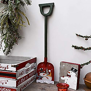 Attraction Design Snow Shovel for Kids Christmas Decoration, 23 x 5 Inch Small Metal Shovel Wood Handle Garden Tool with Decorative Christmas Snowman Pattern Xmas Gift for Children (Snowman Shovel)