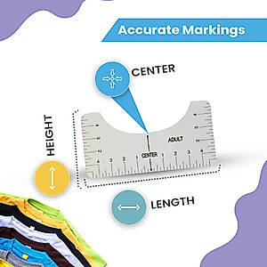 Simply Stocked Tshirt Ruler Guide for Vinyl Alignment - 4 Pcs of PVC T Shirt Rulers to Center Designs for Heat Press - 10 Inch Guides for T-Shirts of All Sizes (Transparent - Small)