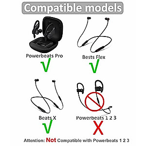 8 Pairs Powerbeats Pro Ear Tips Buds, 4 Size Replacement Soft Flexible Fit in Case Noise Reduce Silicone Rubber Gel Earbuds Eartips Wing Skin Accessories Compatible with Beats Flex/BeatsX - Black