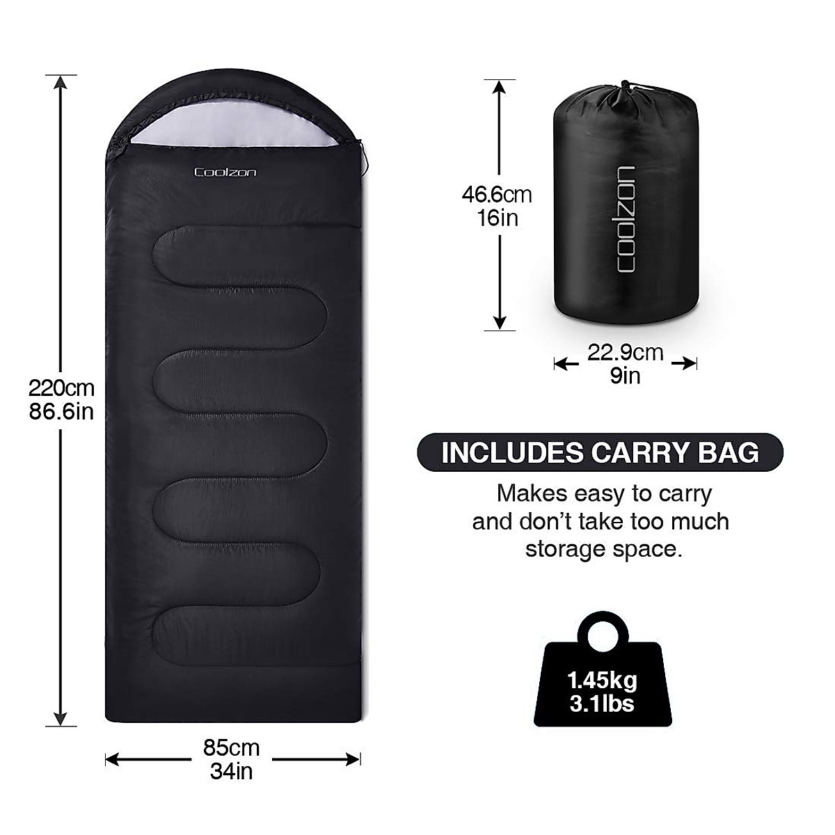 Lightweight Backpacking Sleeping Bag for Adults Boys and Girls, Cold Weather Kids Sleeping Bag for All Season Hiking & Camping