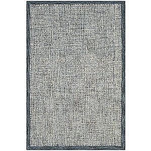 SAFAVIEH Abstract Collection Accent Rug - 2'3" x 4', Navy & Ivory, Handmade Wool, Ideal for High Traffic Areas in Entryway, Living Room, Bedroom (ABT220C)