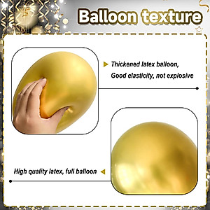 MISTARICH Metallic Gold Balloons 100 Pcs Latex Halloween Balloon Garland Arch Kit 5/10/12/18 Inch for Wedding Anniversary Graduation Birthday Baby Shower Party Decoration