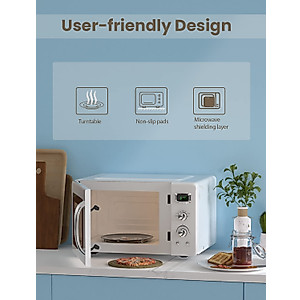 Retro Microwave Oven, SIMOE Compact Microwave Countertop 0.9 cu.ft. 900 W