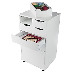 Winsome Halifax Bins & Drawers Multi-Storage Tall Mobile Cabinet, White